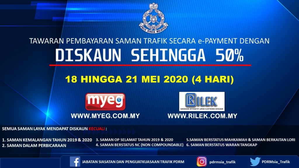 PDRM Offers 50% Discount on Traffic Summons Until 21st May!