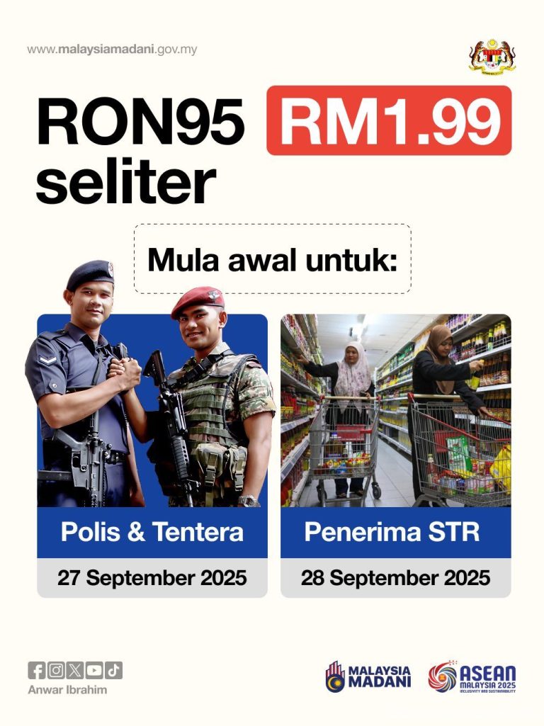 Kerajaan Turunkan Harga RON95 Kepada RM1.99 Seliter - iMotorbike News